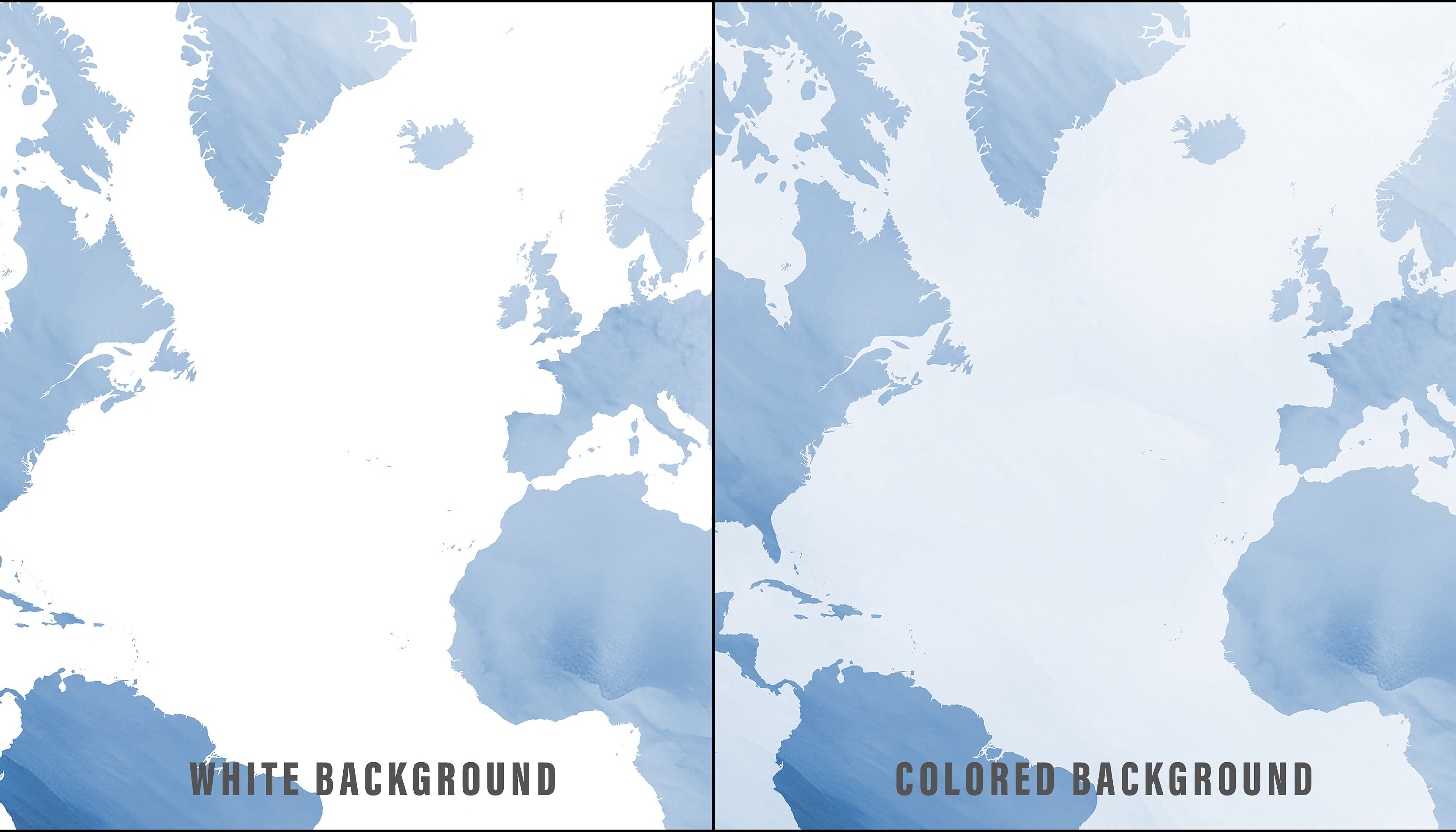 Blue World Map Print in Different Sizes and Canvas Canvas World Map ...