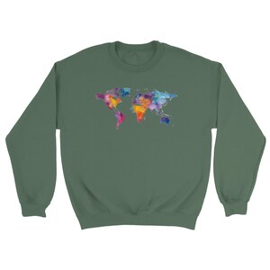 Watercolour World Map Sweatshirt | Unisex Travel Jumper | Gift for ...