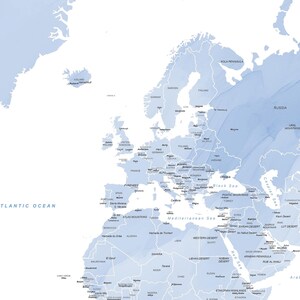 Blue Watercolor World Map Wall Art - Etsy