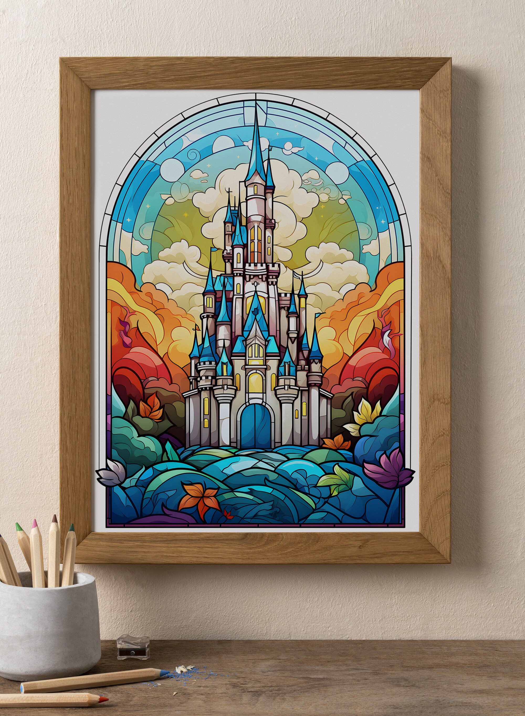 Stained Glass Disney Castle Poster in Different Sizes or Canvas | Magic ...