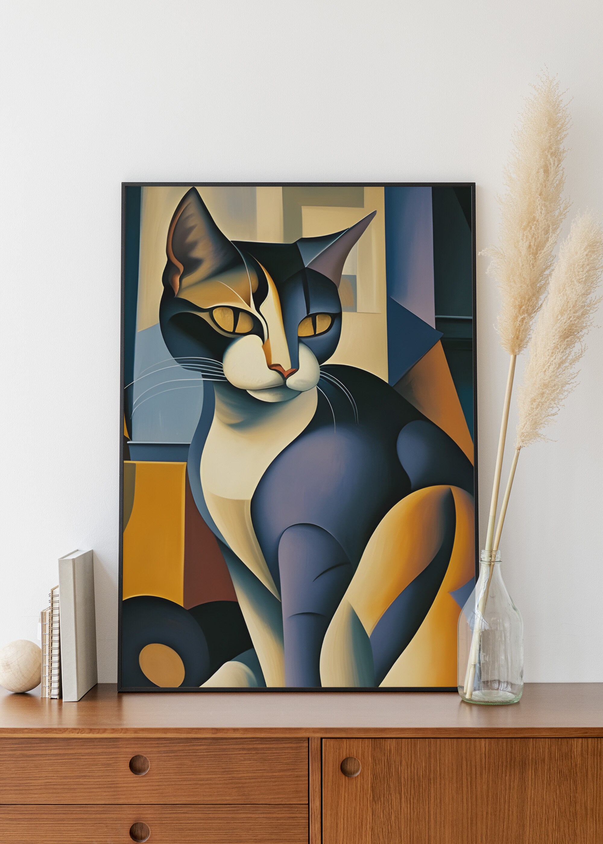 Picasso Cat Print Different Sizes Pablo Picasso Cat Canvas Art Deco Cat ...