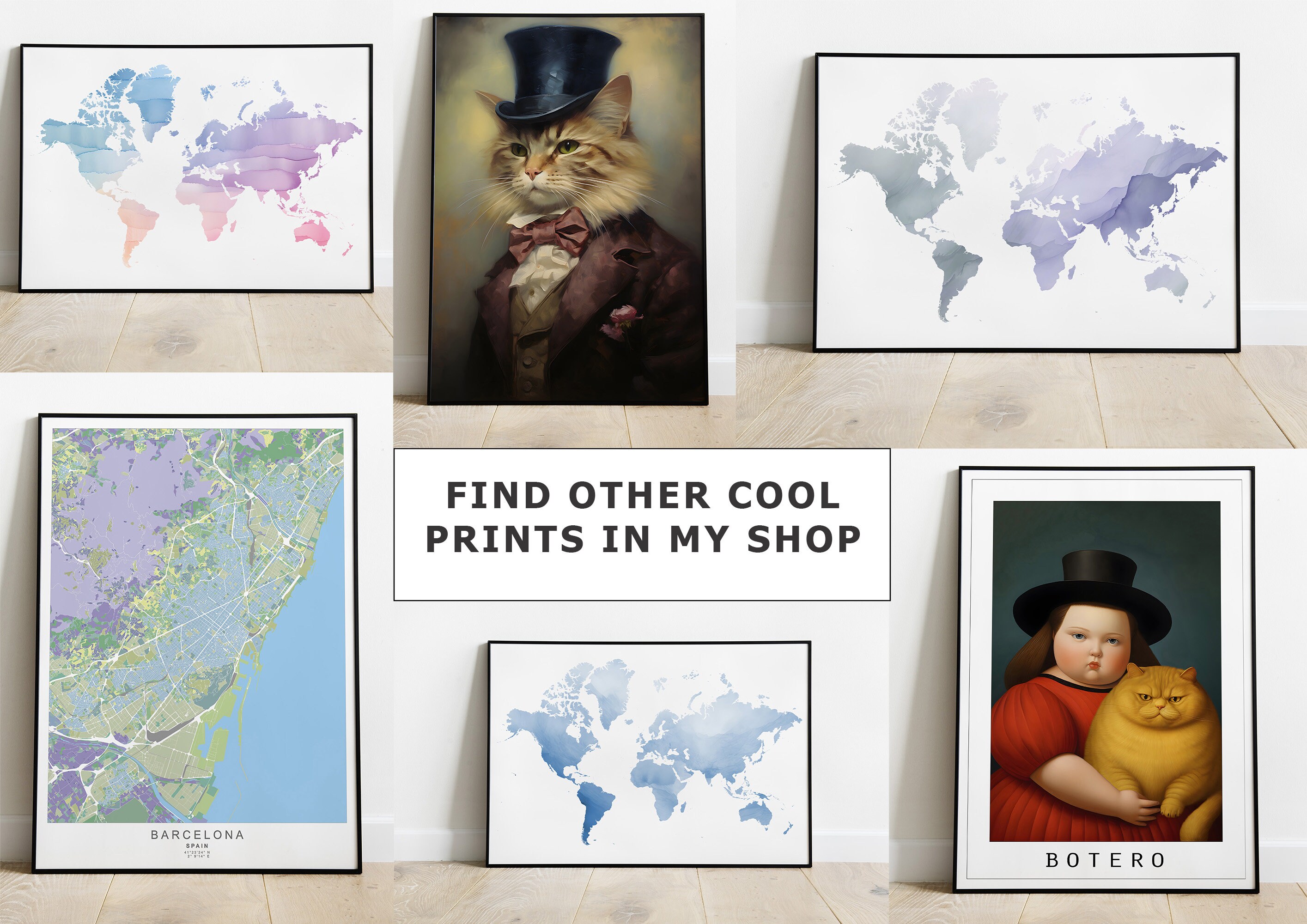 Customisable World Map of Oceans Print World Map Canvas Wall Art ...