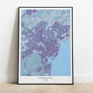 Cardiff Map Print in Different Sizes and Colors Caerdydd Cymru Travel ...