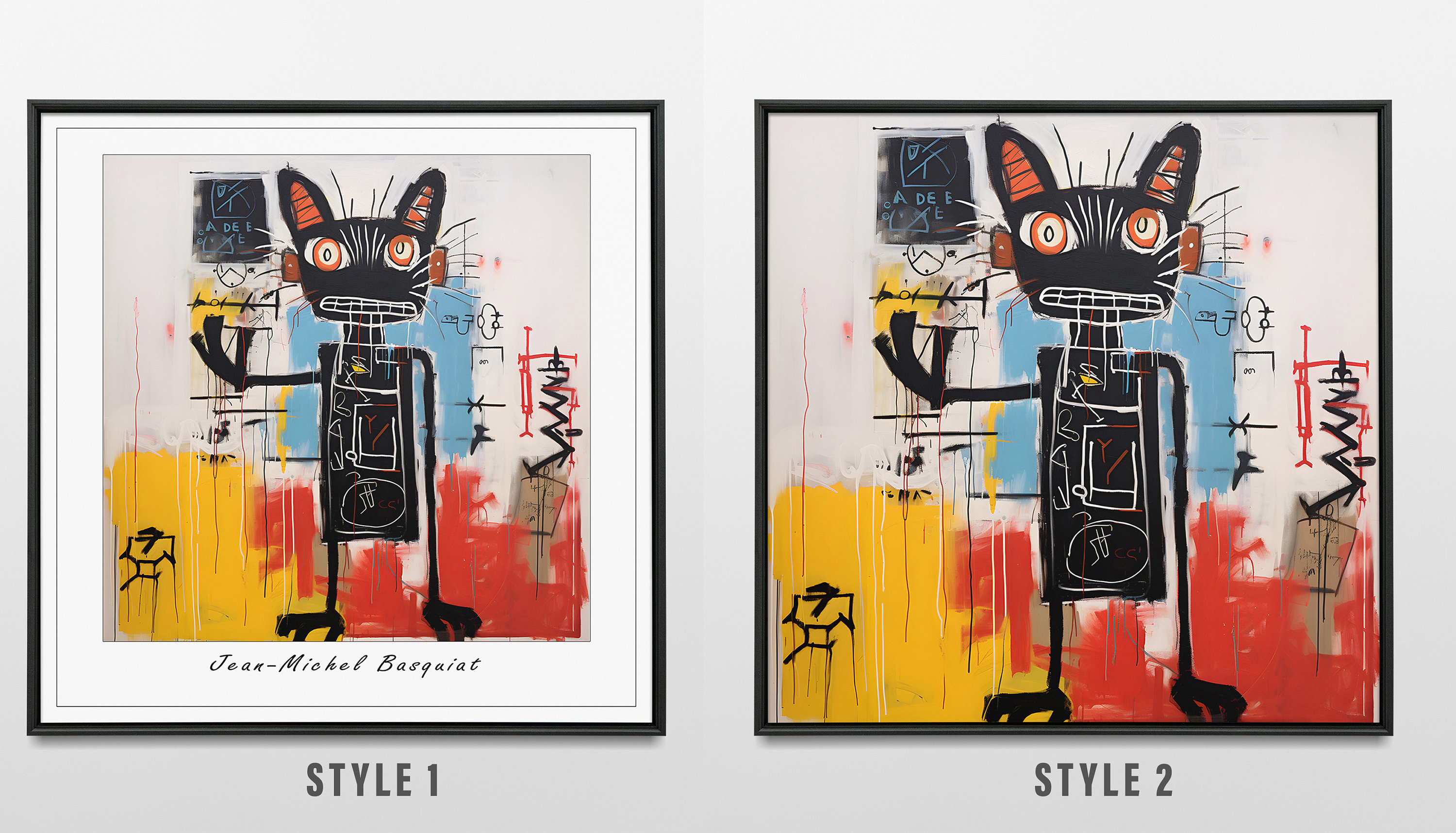 Basquiat Cat Portrait Different Sizes Jean-michel Basquiat Canvas Wall ...
