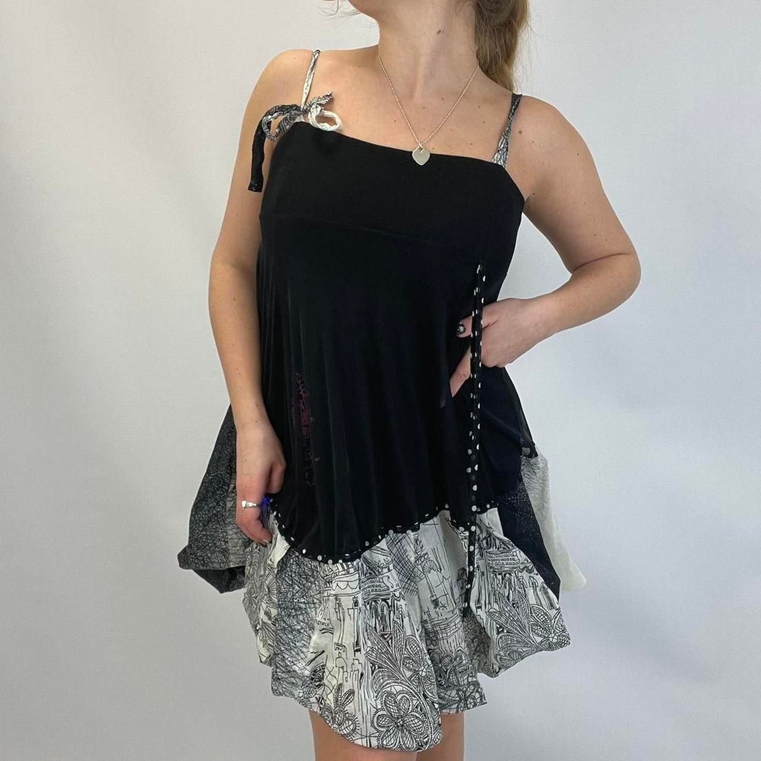 Grunge Mini Dress 90s French Archive Dress Babydoll Dress With Mesh ...