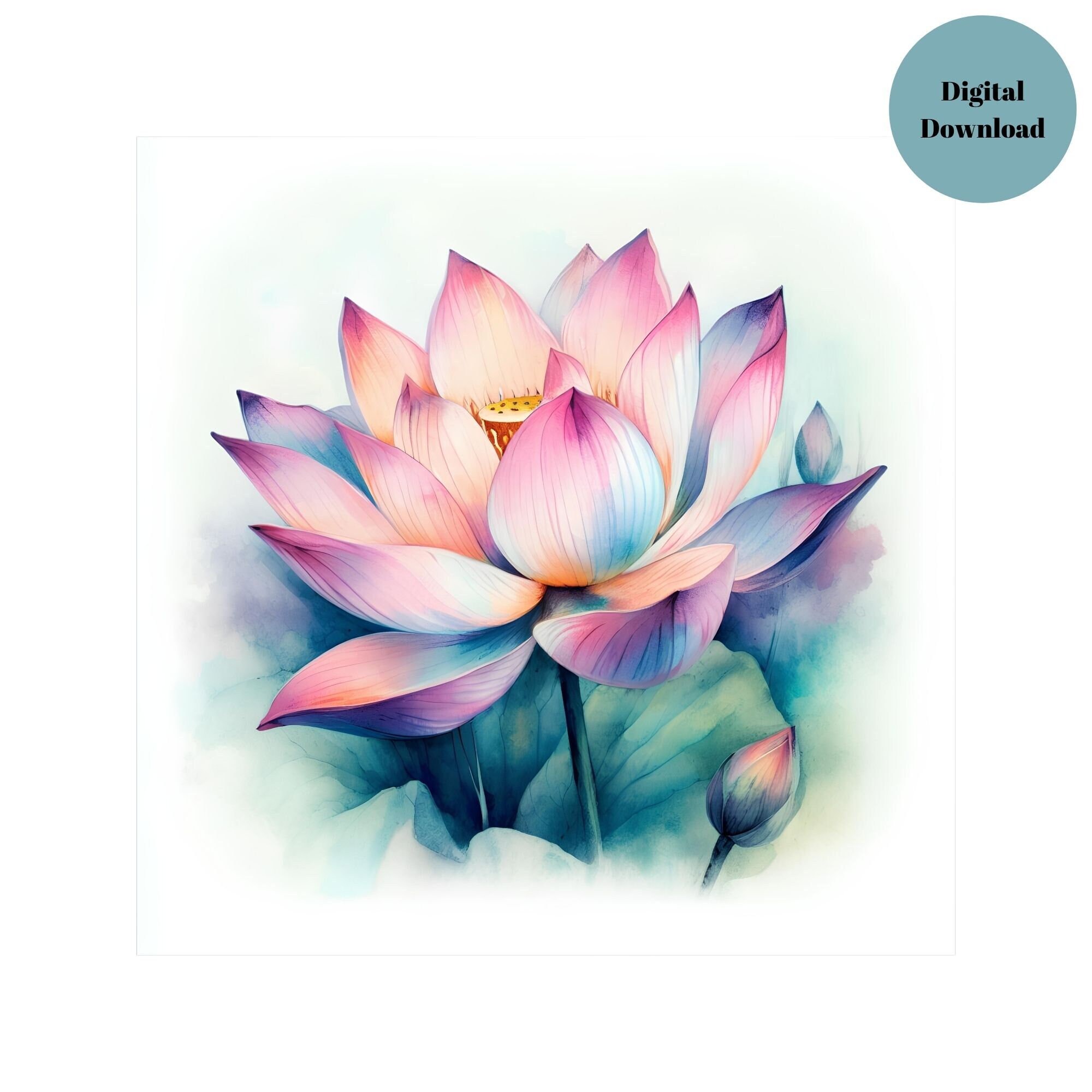 Lotus Flower Art Print, Lotus Flower Art, Flower Wall Art, Lotus Flower ...