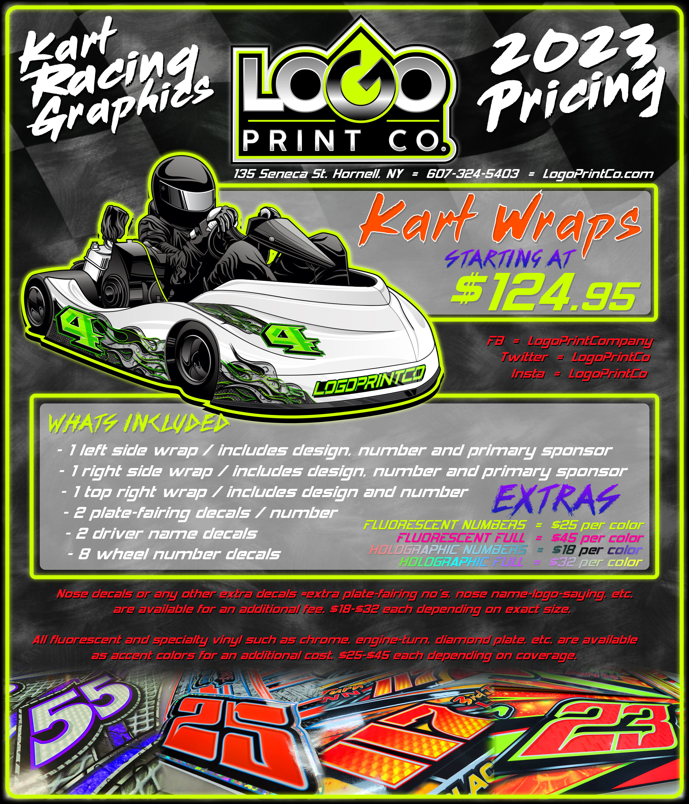 Go Kart Racing Wraps, Graphics, Decals, Stickers, Numbers, Logos ...