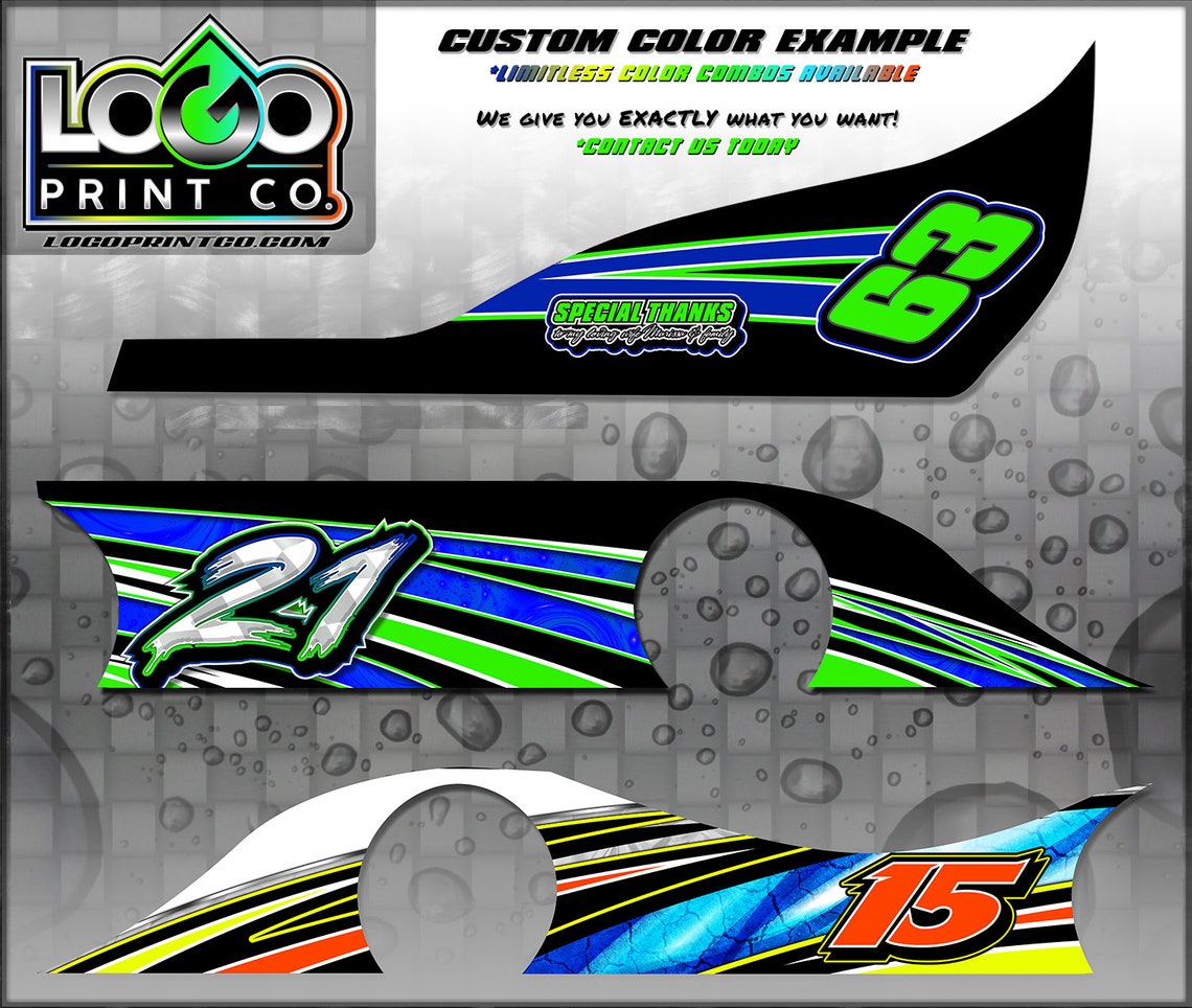 Go Kart Racing Wraps, Graphics, Decals, Stickers, Numbers, Logos, FLARE ...