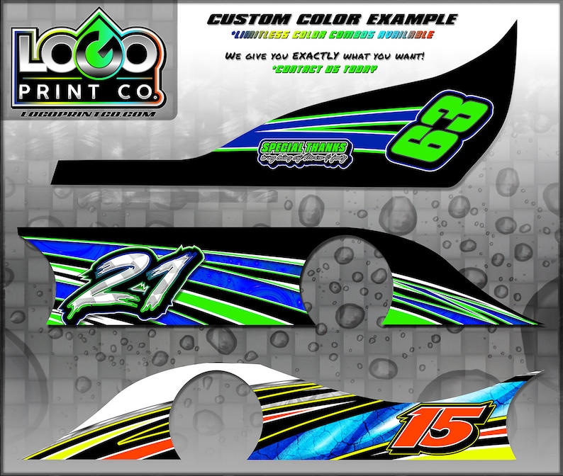 Go Kart Racing Wraps, Graphics, Decals, Stickers, Numbers, Logos, FLARE ...