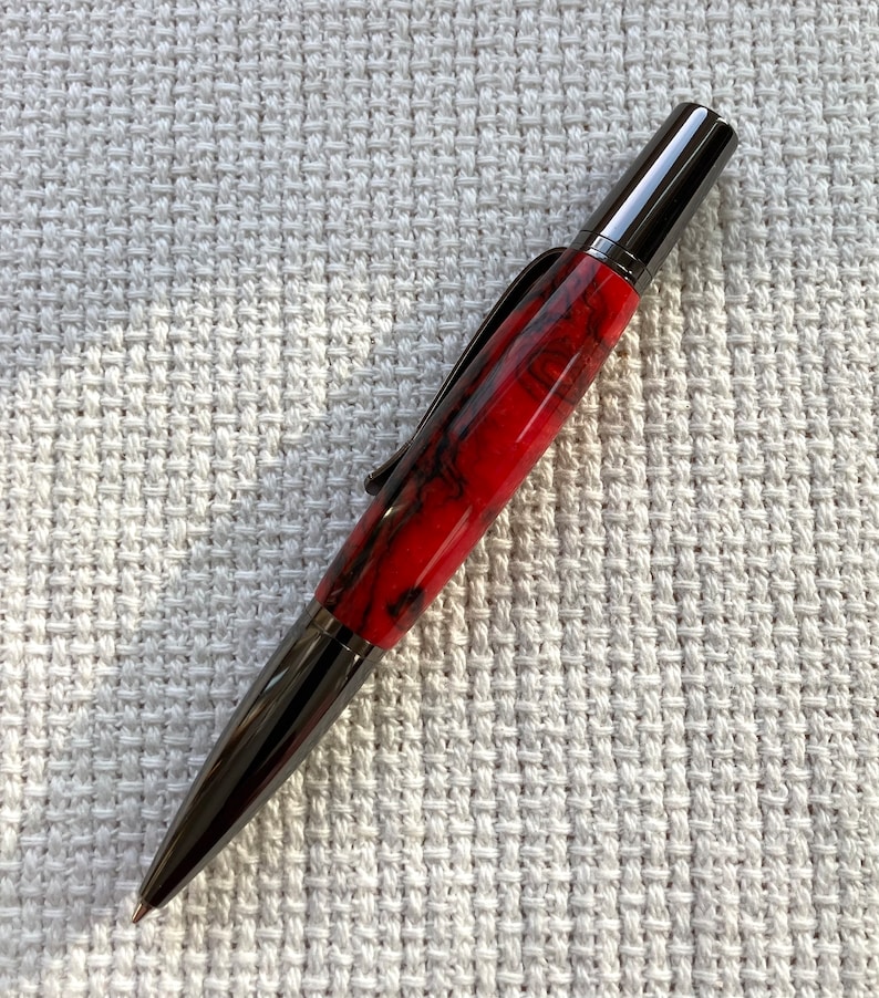 Red With Black Acrylester Ballpoint Pen - Etsy