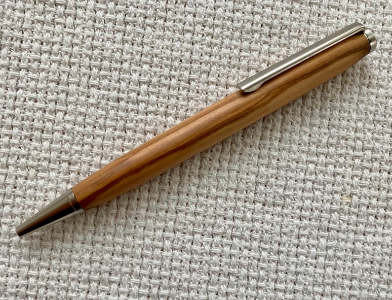 Olivewood Slimline Ballpoint Pen With Brushed Satin Trim - Etsy