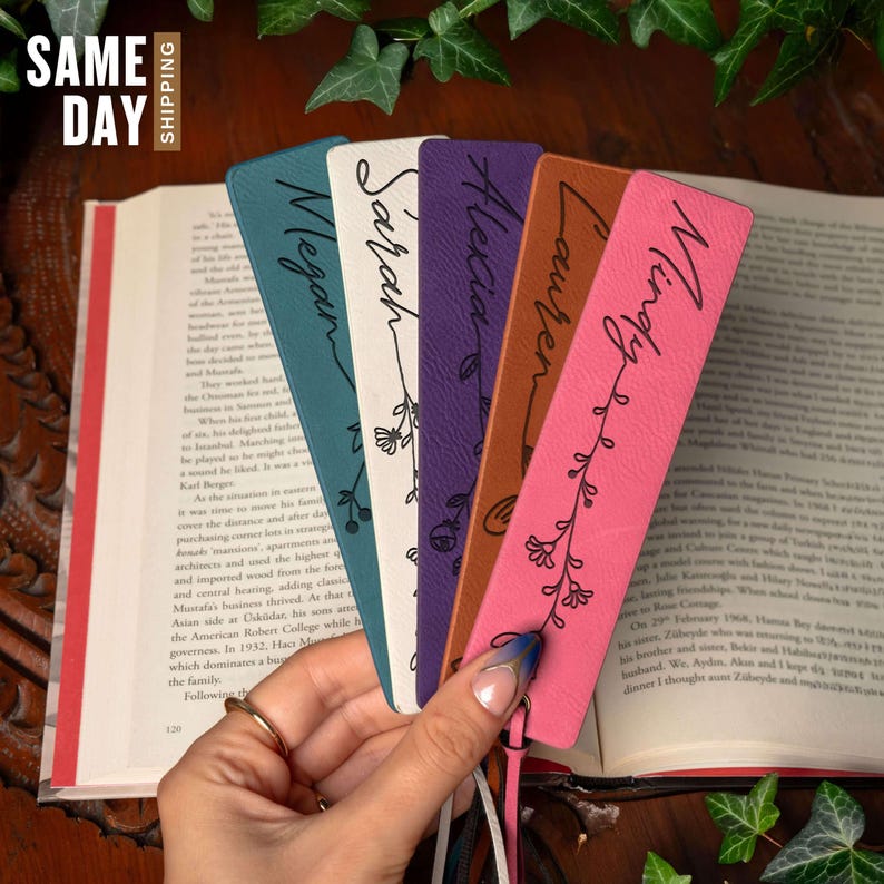 Custom Bookmark Gift for Women, Personalized Leather Bookmark, Gifts ...