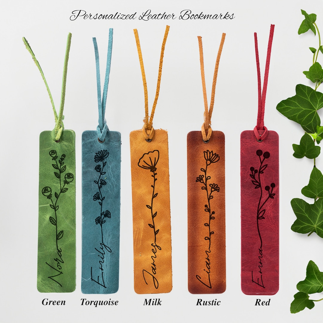 Personalized Leather Bookmark, Gifts for Teacher, Custom Leather Corner ...