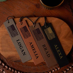 Vintage American Flag Bookmark, Custom Leather Corner Bookmark ...