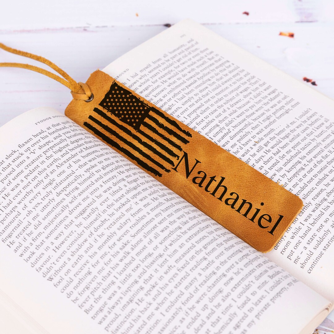 Vintage American Flag Bookmark, Custom Leather Corner Bookmark ...