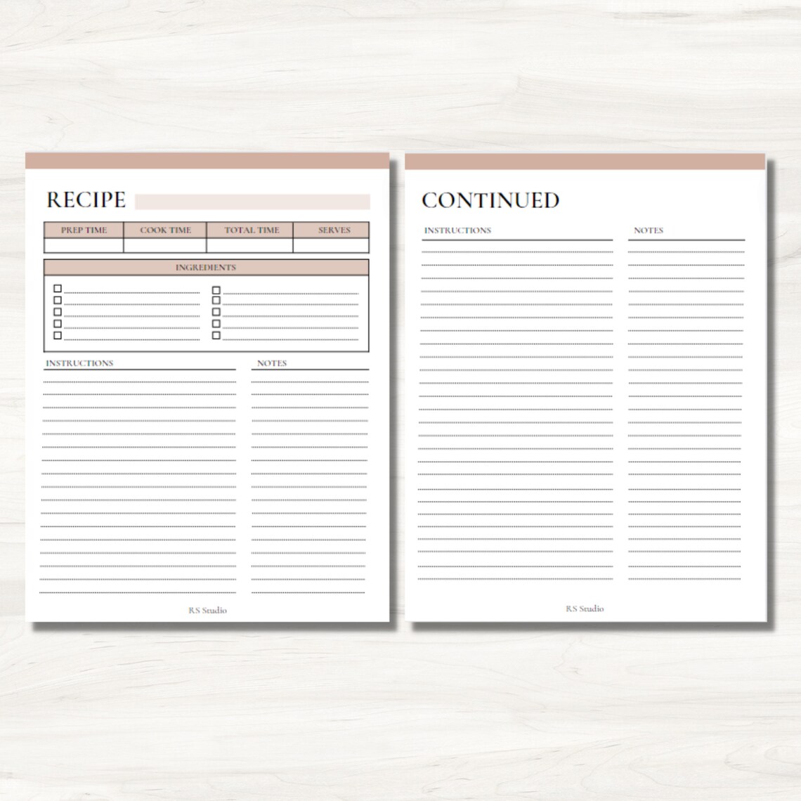 Printable Recipe Template | Recipe Kit | Cookbook Instant Download | - Etsy