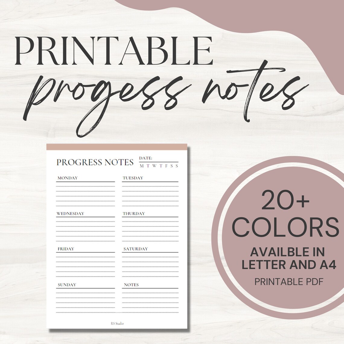 Printable Progress Note Sheet | Progress Planner | Quick Progress ...