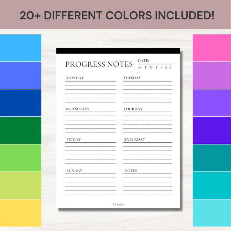 Printable Progress Note Sheet | Progress Planner | Quick Progress ...