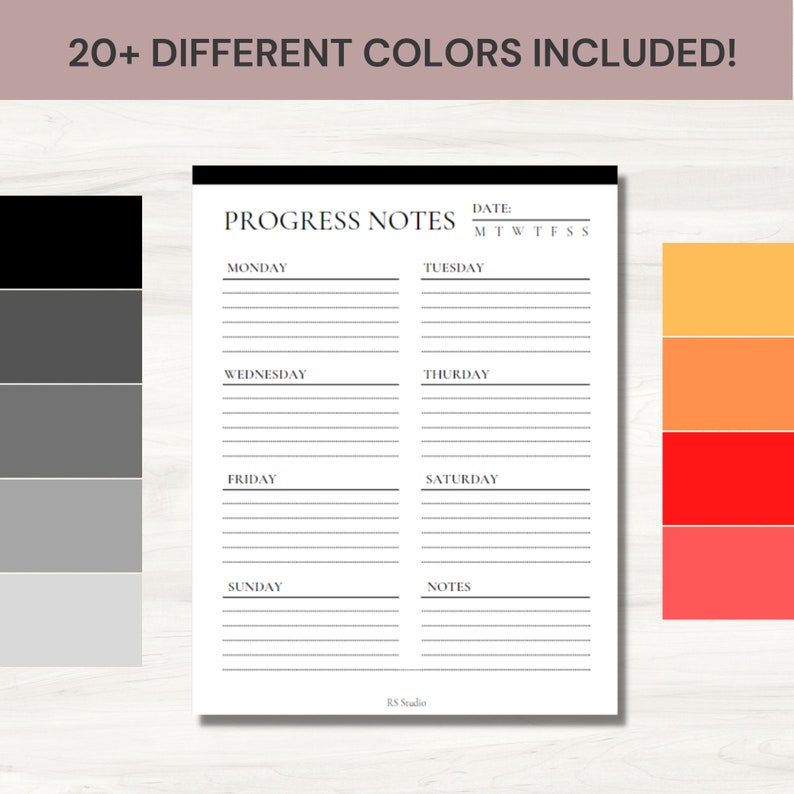 Printable Progress Note Sheet | Progress Planner | Quick Progress ...