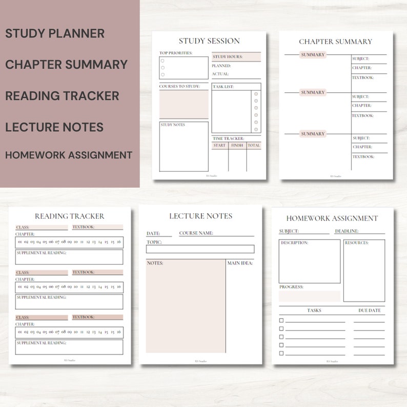 Printable Student Planner Downloadable Template Planner Study Organizer ...