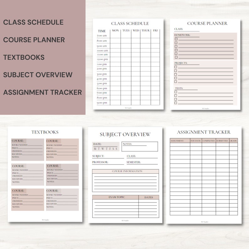 Printable Student Planner Downloadable Template Planner Study Organizer ...