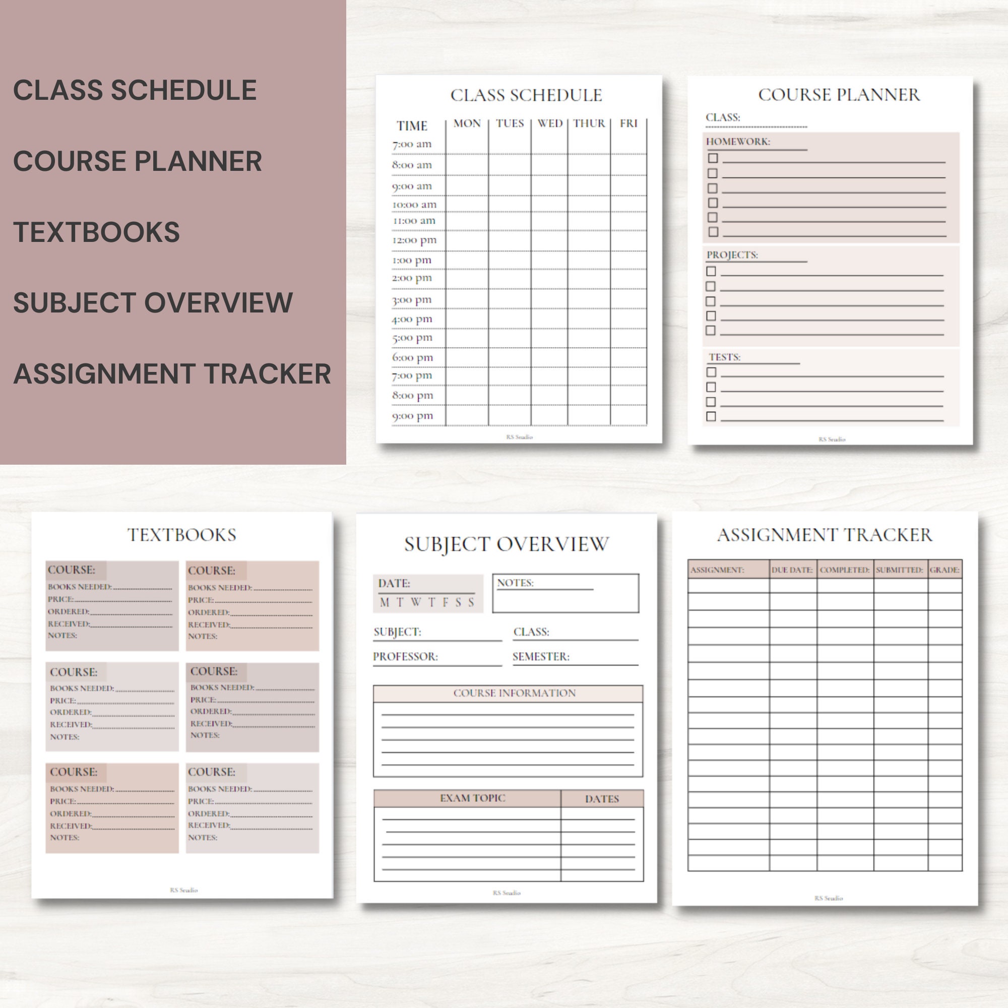 Printable Student Planner | Downloadable Template Planner | Study ...