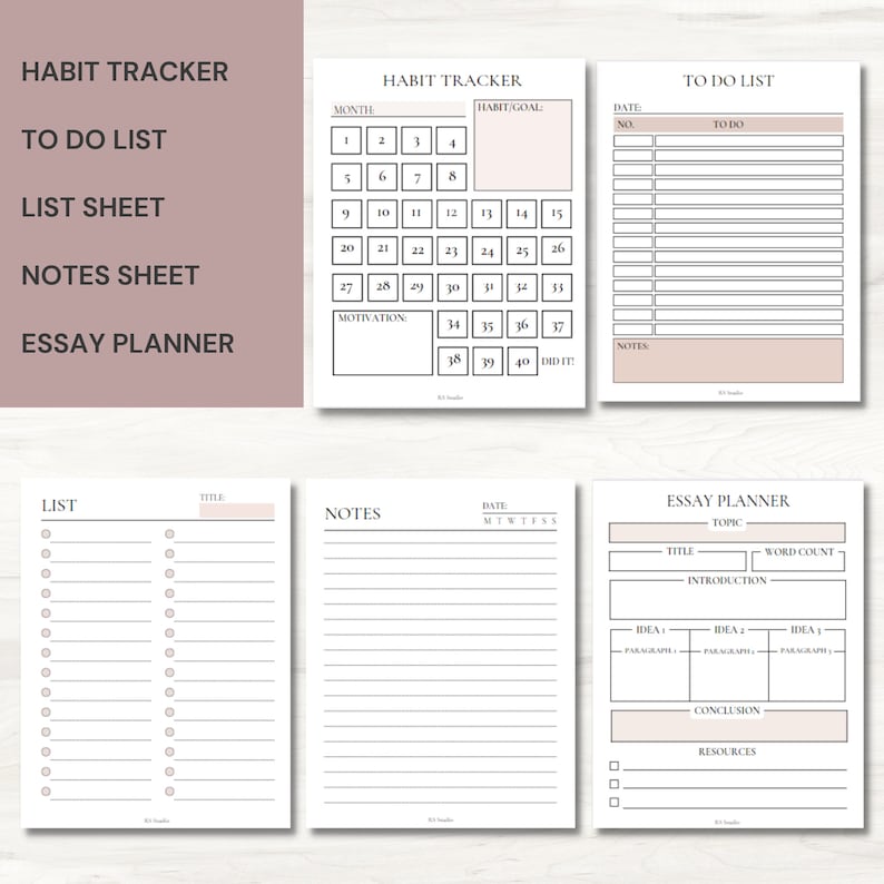 Printable Student Planner Downloadable Template Planner Study Organizer ...