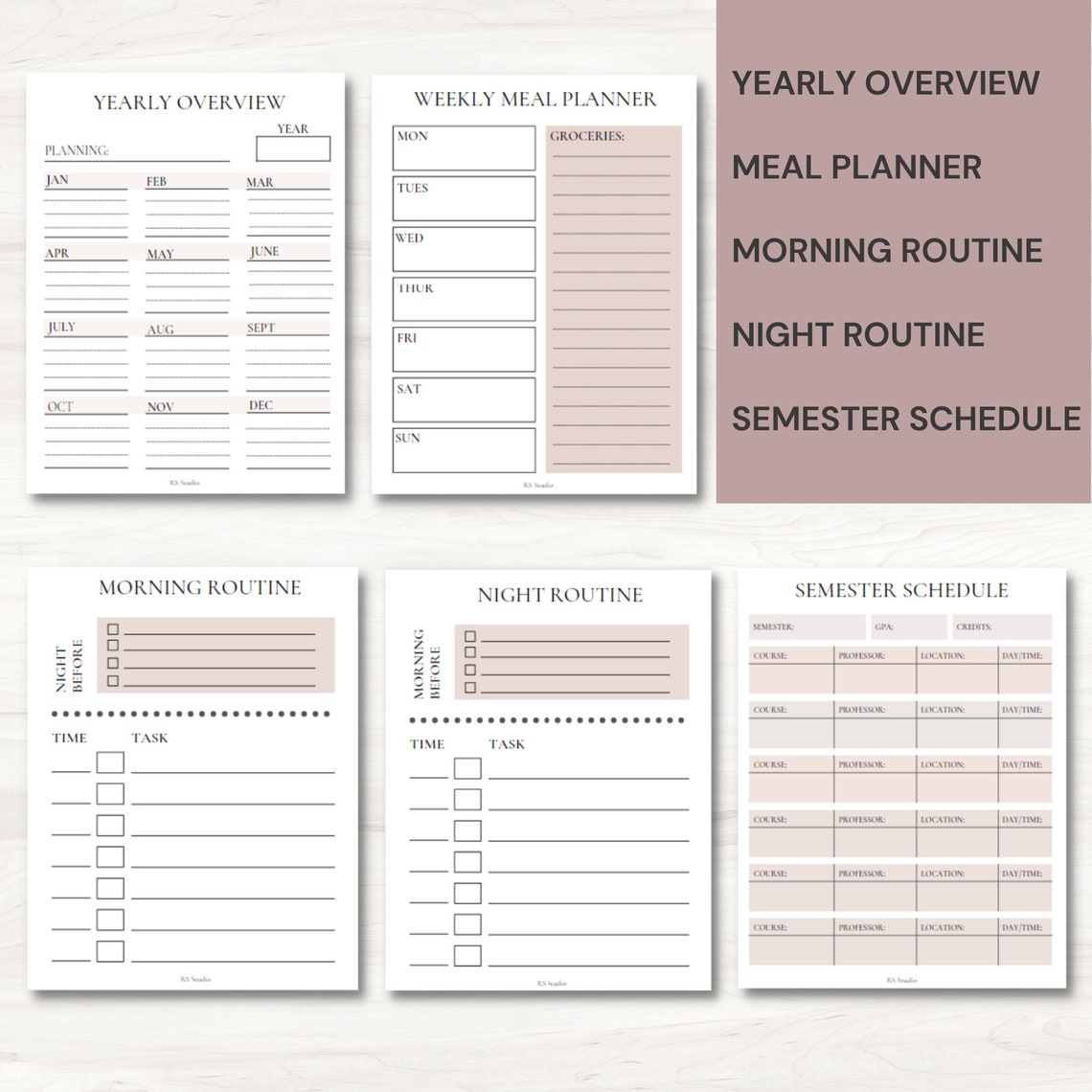 Printable Student Planner Downloadable Template Planner Study Organizer ...