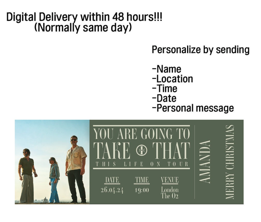 Personalized TAKE THAT Tour Gift Ticket DIGITAL - Etsy UK