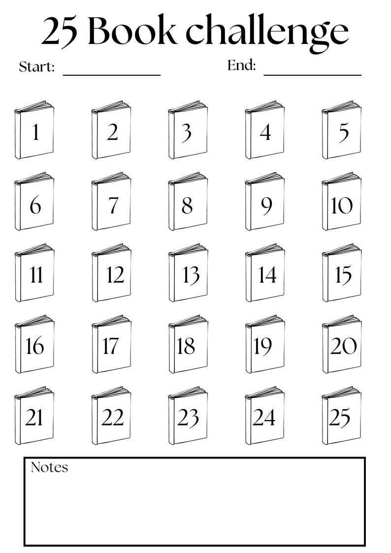 Minimalist Printable Reading Challenge, 10 25 50 100 Book Challenge ...