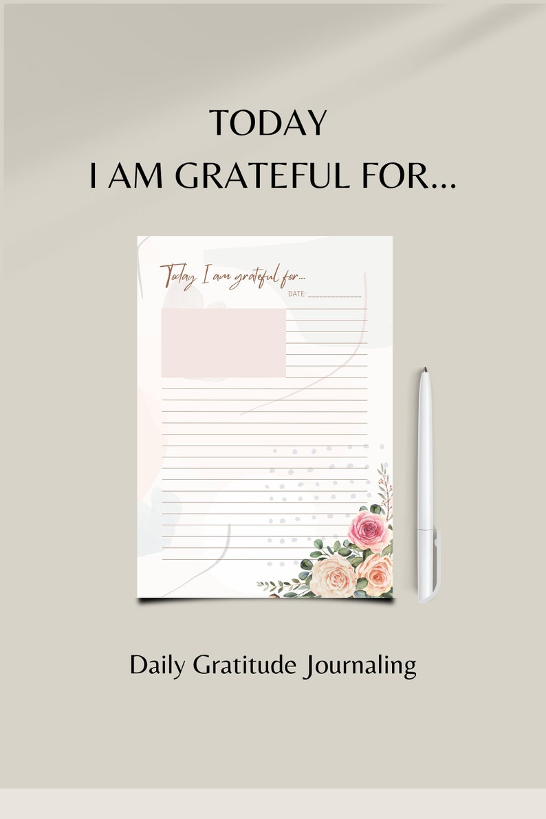 Gratitude Journal, Printable Daily Journal, Floral Design, Daily ...