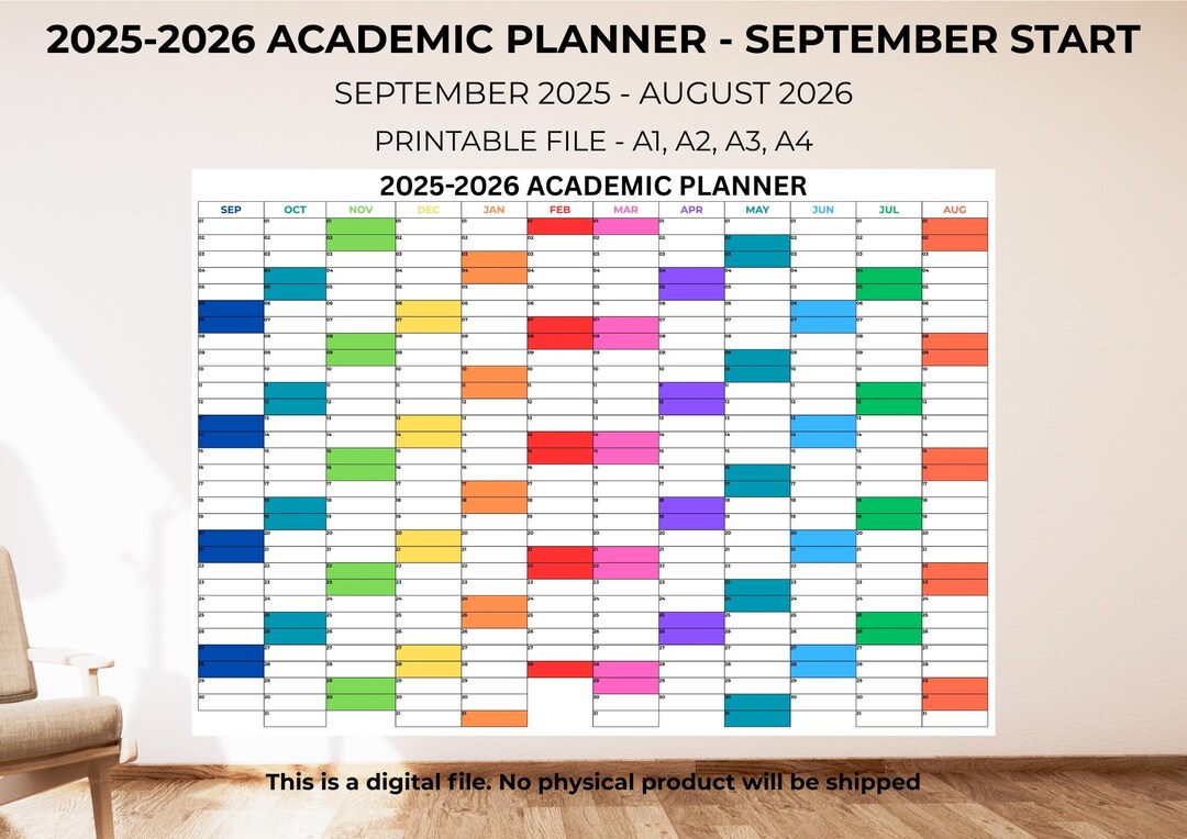 Printable Academic Wall Planner, A1 Printable School Year Planner ...