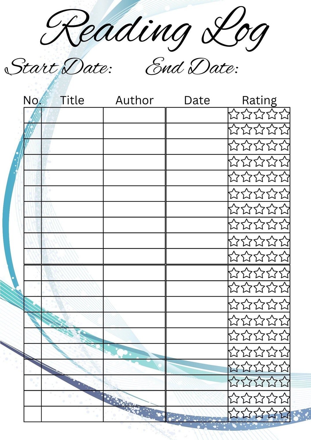 Printable Reading Tracker and Book Challenge, Reading Challenge Blue ...