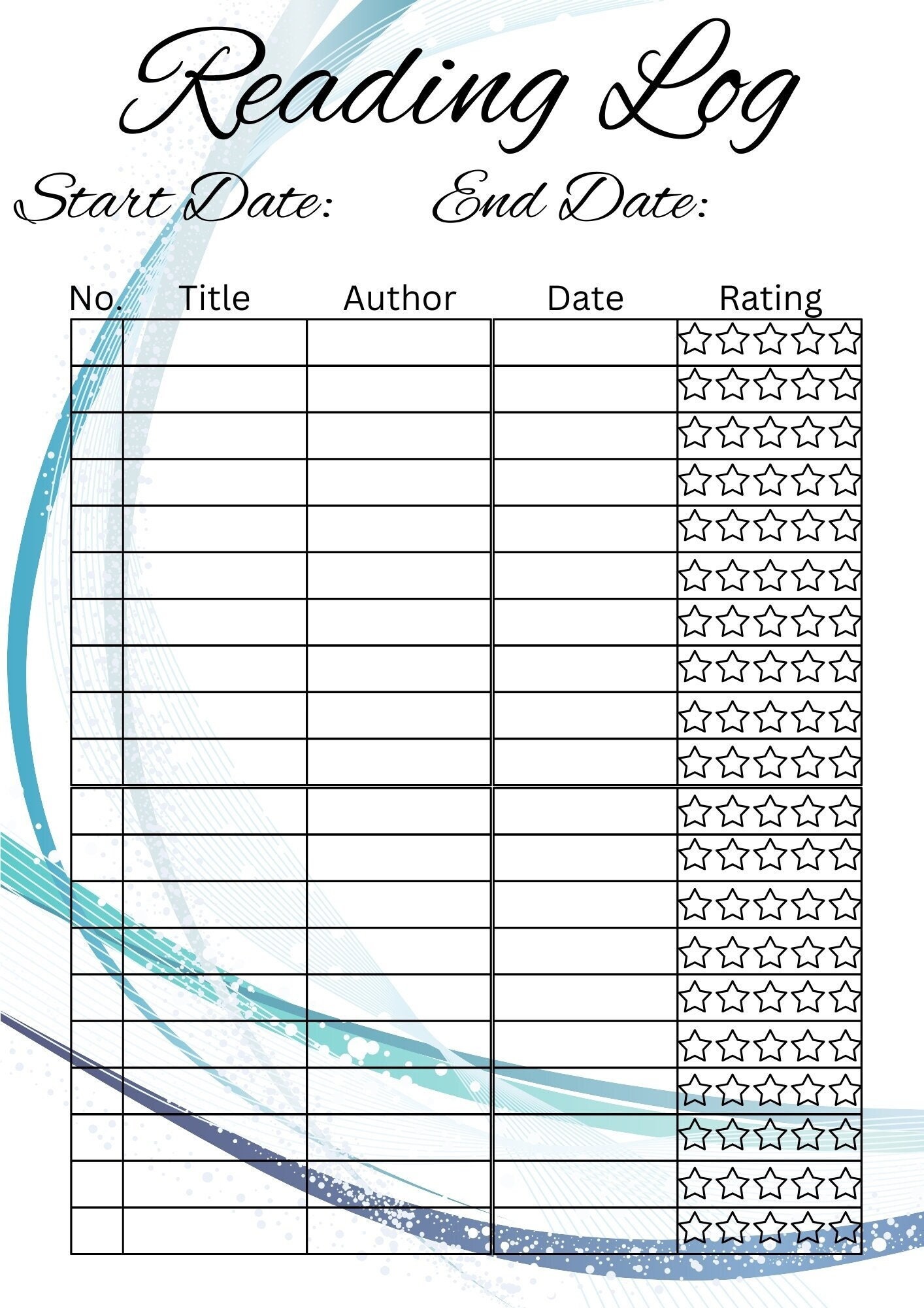 Printable Reading Tracker and Book Challenge, Reading Challenge Blue ...