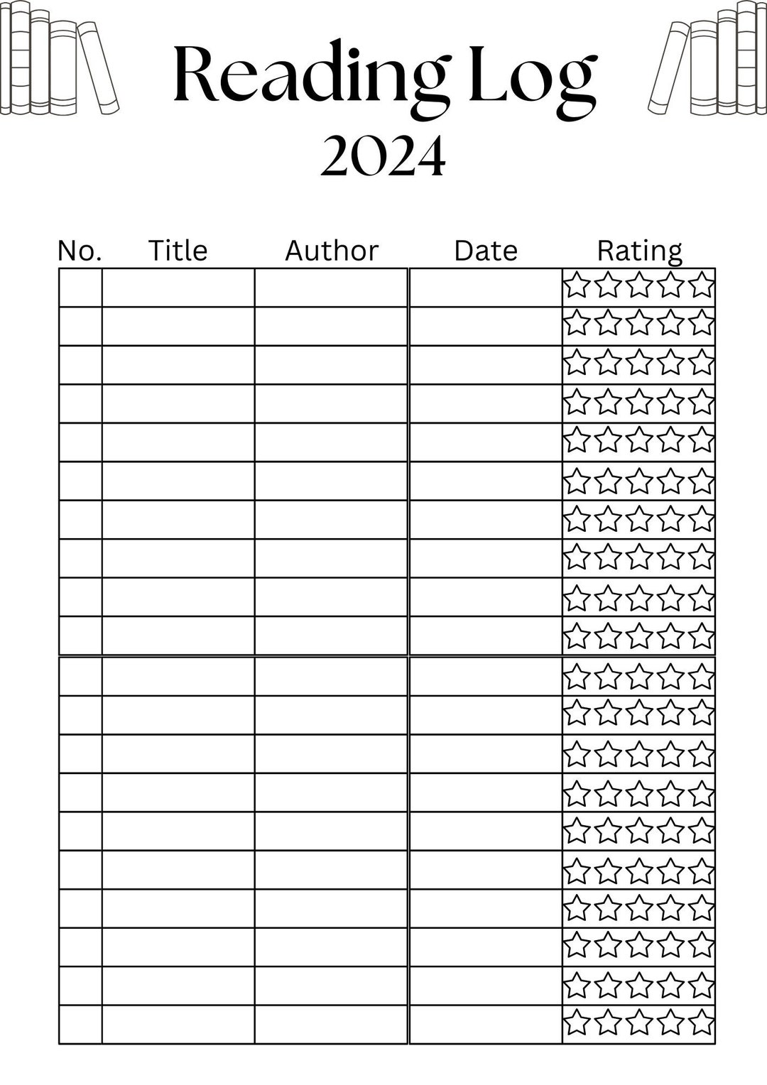 Printable 2024 Reading Tracker and Book Challenge, Reading Challenge ...