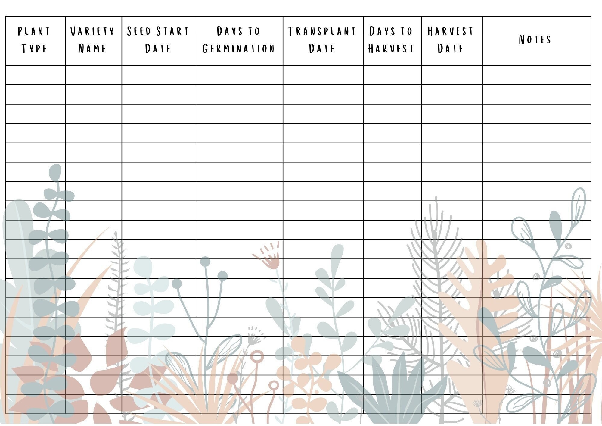 Digital Seed Tracker, Printable Seed Sowing Sheet, Printable Seed ...