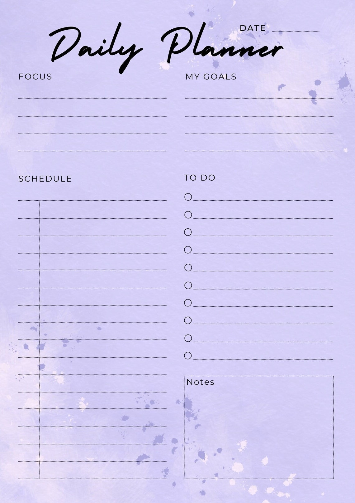 Printable Digital Undated A4 Planner Set, Daily Weekly Monthly Purple ...