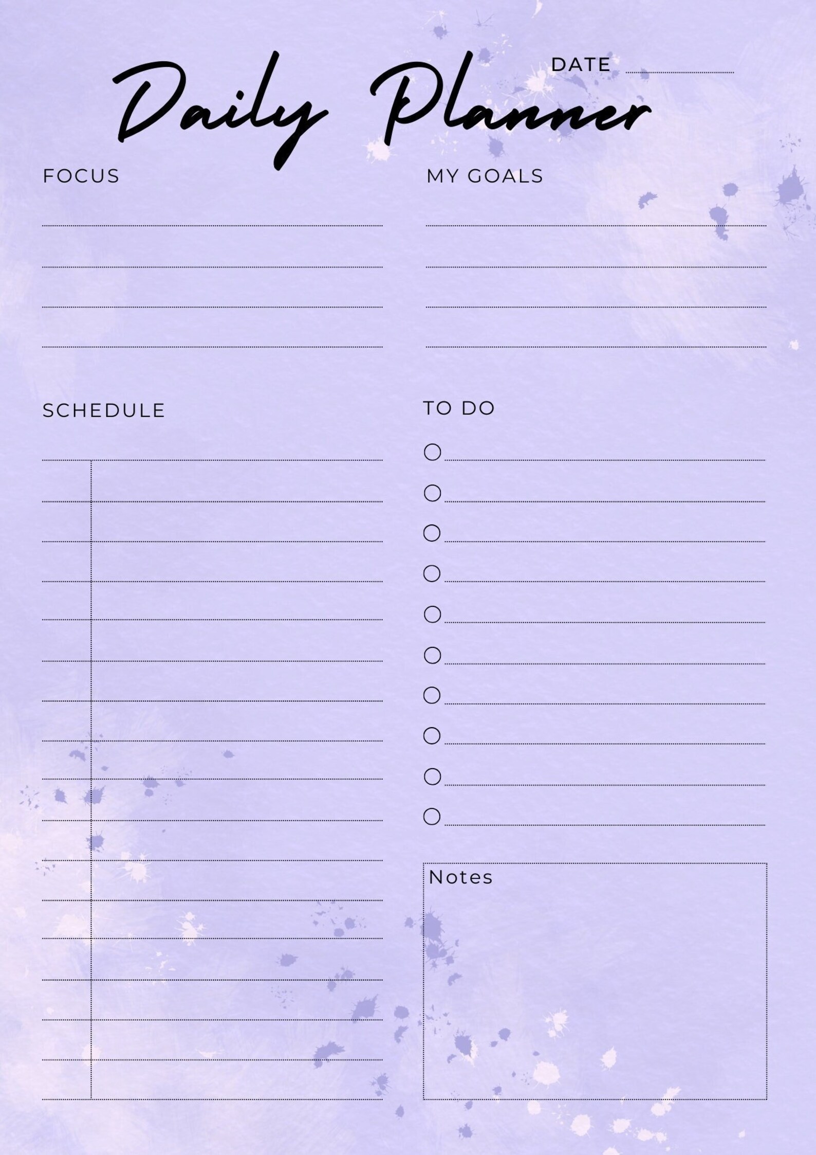 Printable Digital Undated A4 Planner Set, Daily Weekly Monthly Purple ...
