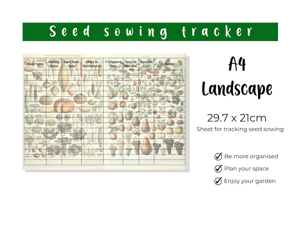 Digital Seed Tracker, Printable Seed Sowing Sheet, Editable Tracker ...