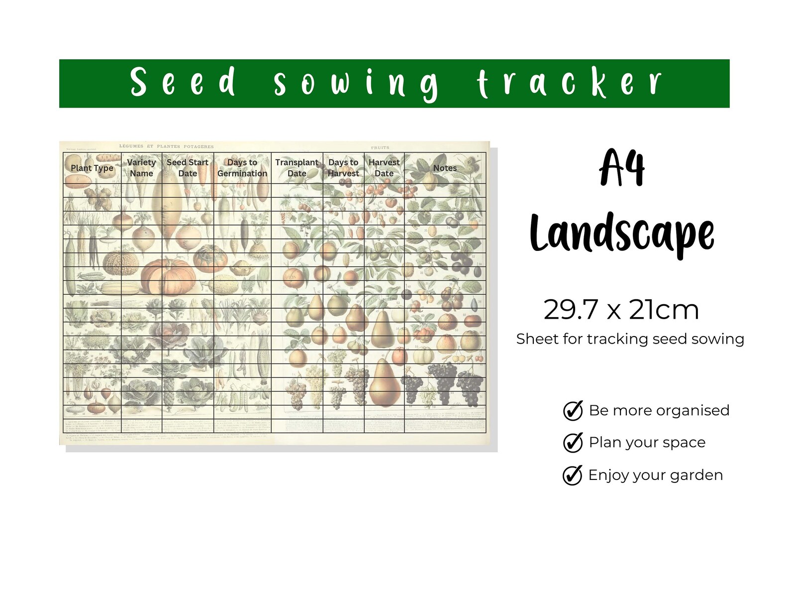 Digital Seed Tracker, Printable Seed Sowing Sheet, Editable Tracker ...
