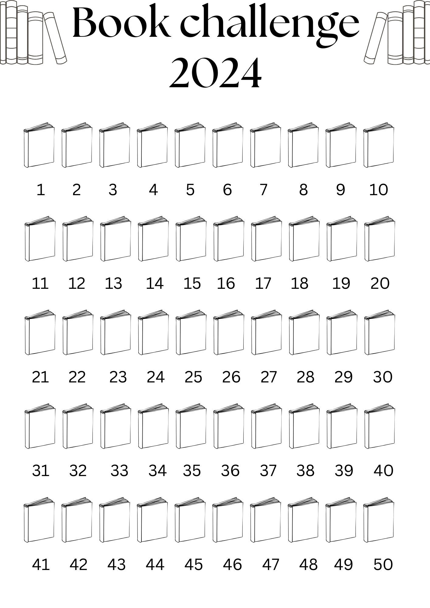 Printable 2024 Reading Tracker and Book Challenge, Reading Challenge ...