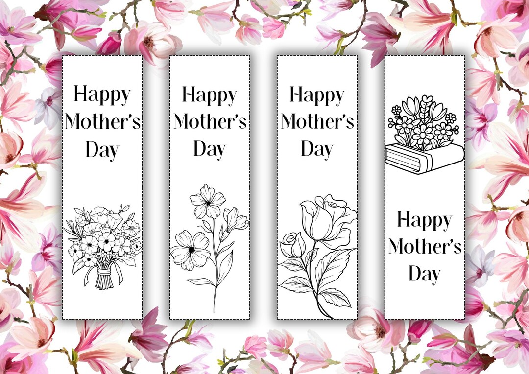Mother's Day Printable Colouring Bookmarks, DIY Printable Mothers Day ...