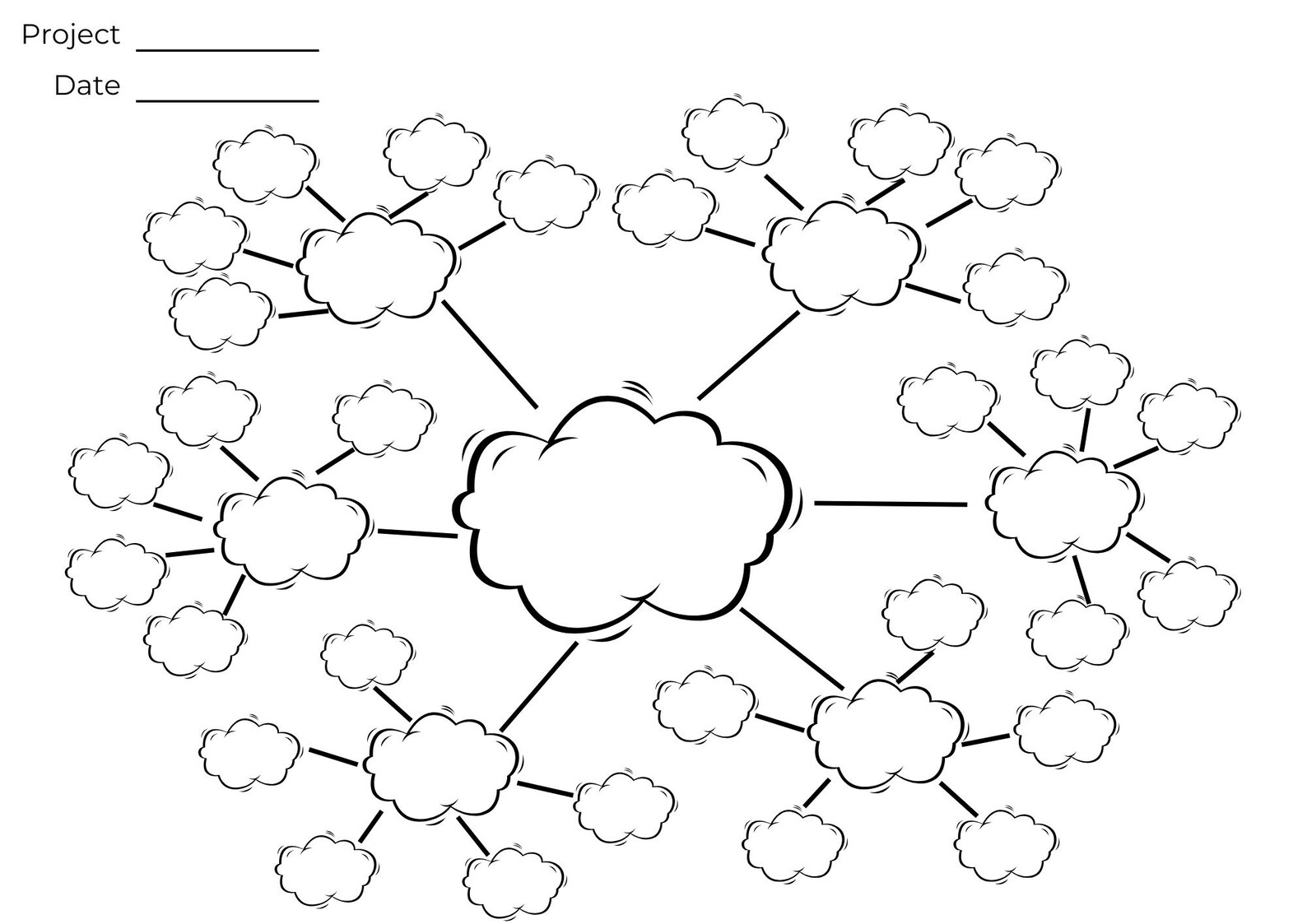 Printable Mind Map Template Bundle, A4 Bubble Mind Map Planner ...