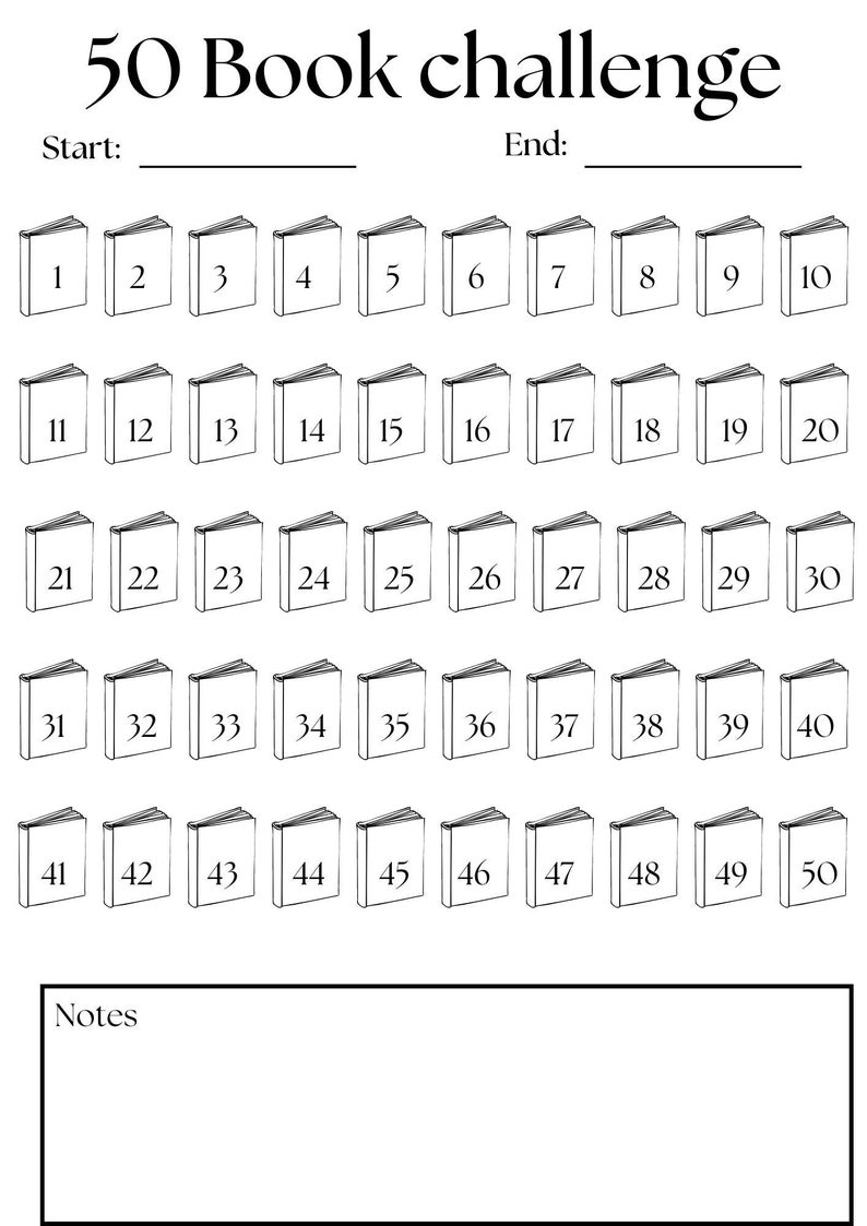 Minimalist Printable Reading Challenge, 10 25 50 100 Book Challenge ...