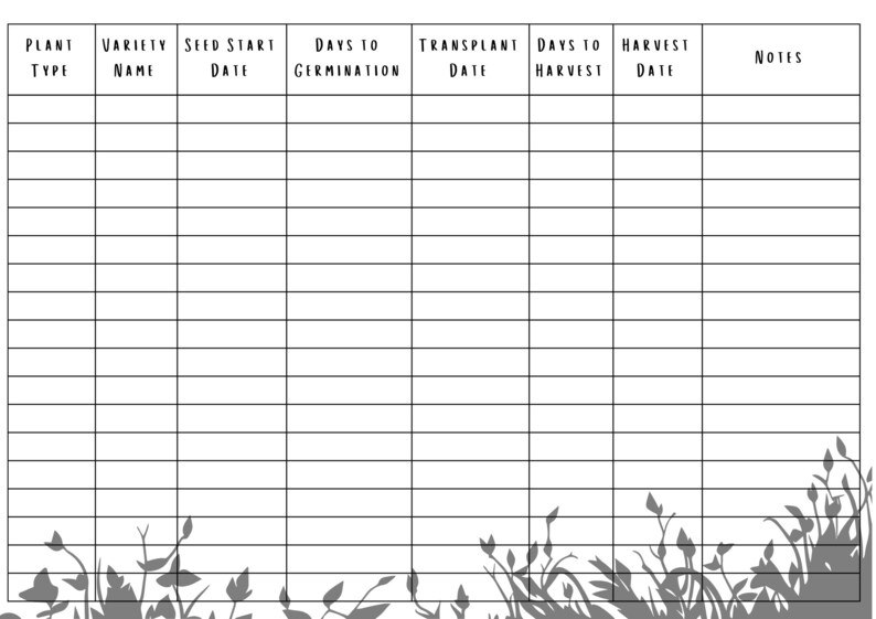 Digital Seed Tracker, Printable Seed Sowing Sheet, Printable Herbal ...