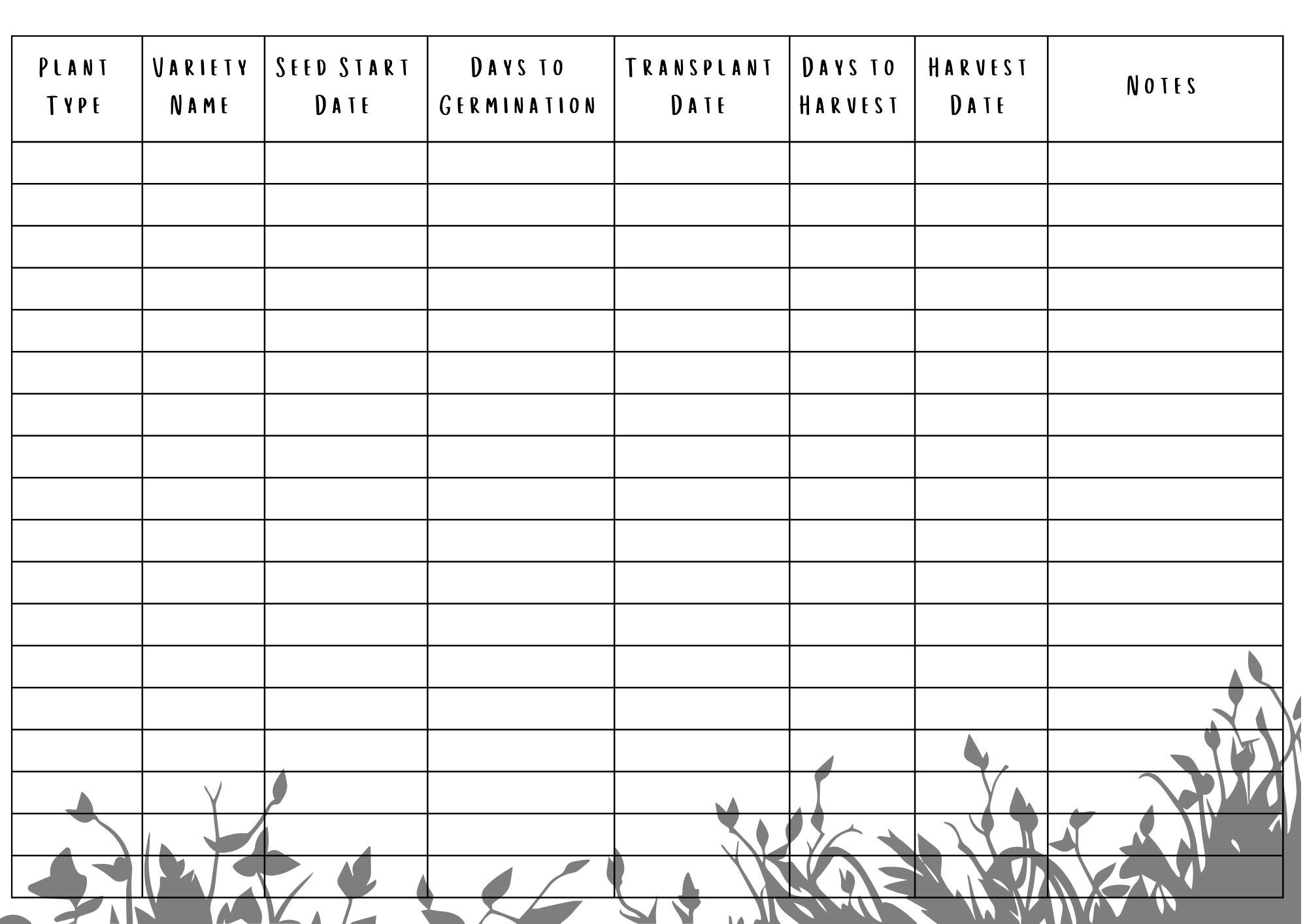 Digital Seed Tracker, Printable Seed Sowing Sheet, Printable Herbal ...