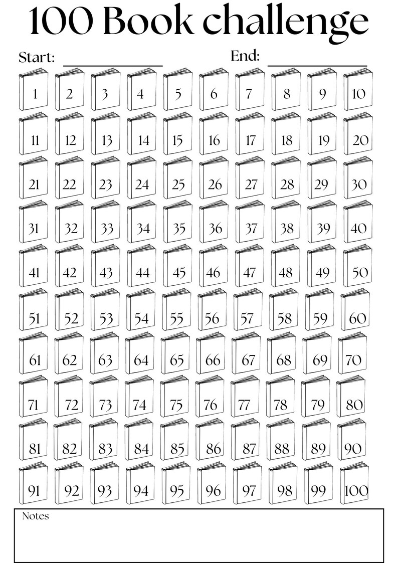 Minimalist Printable Reading Challenge, 10 25 50 100 Book Challenge ...