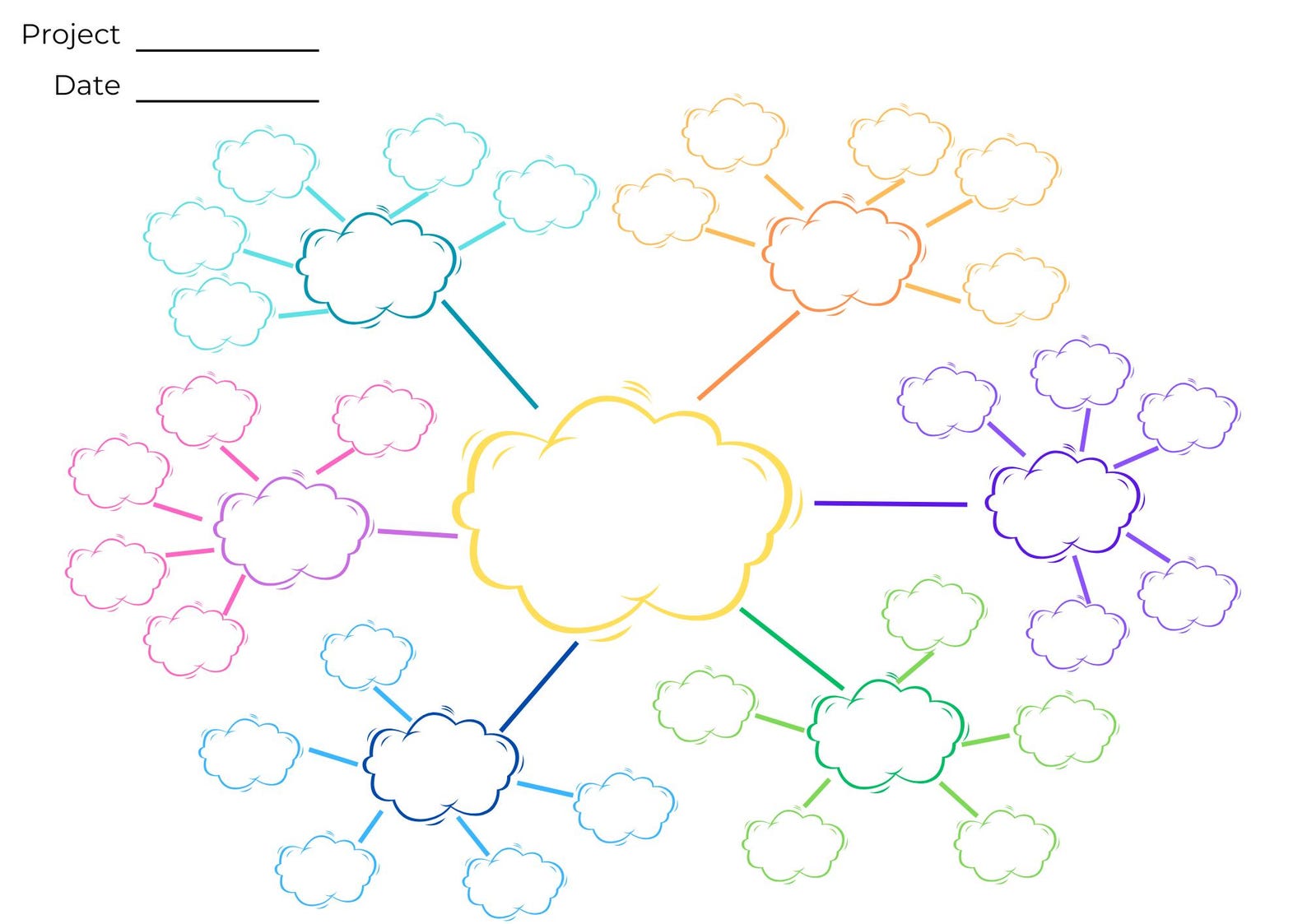 Printable Mind Map Template Bundle, A4 Bubble Mind Map Planner ...