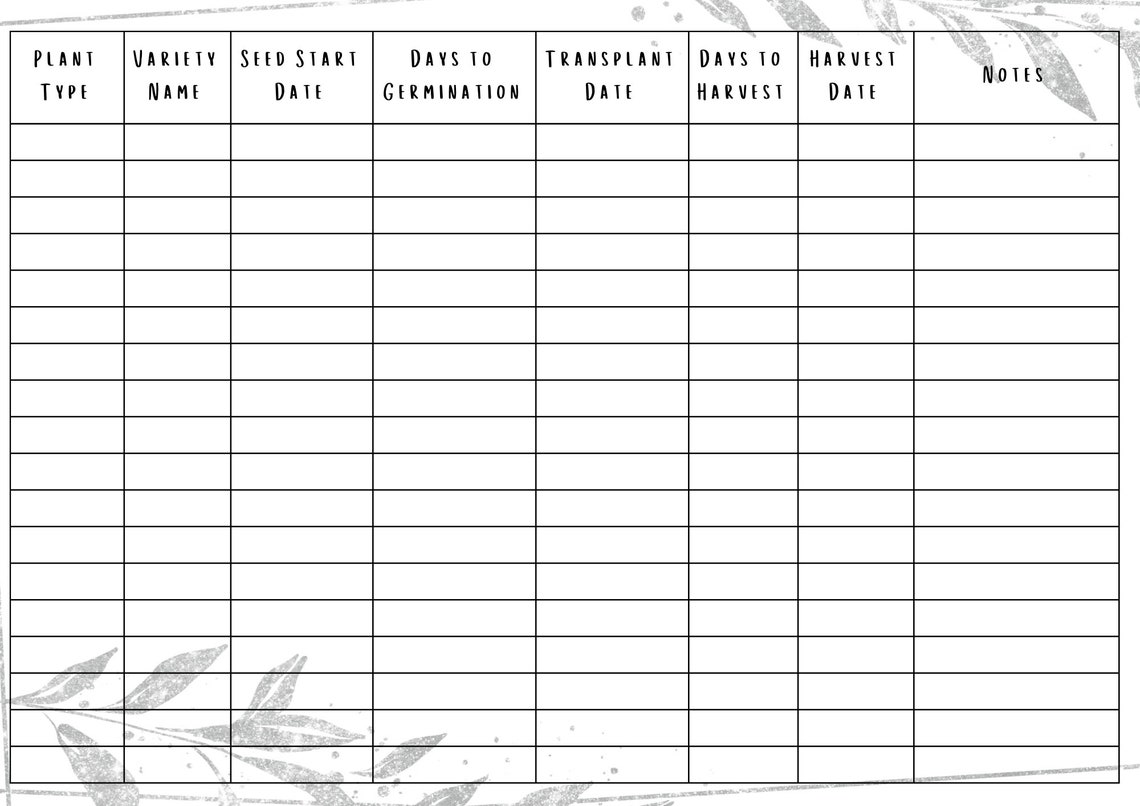 Digital Seed Tracker, Printable Seed Sowing Sheet, Printable Herbal ...