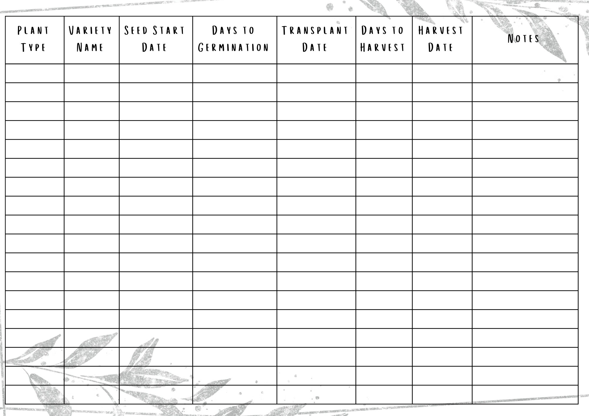 Digital Seed Tracker, Printable Seed Sowing Sheet, Printable Herbal ...